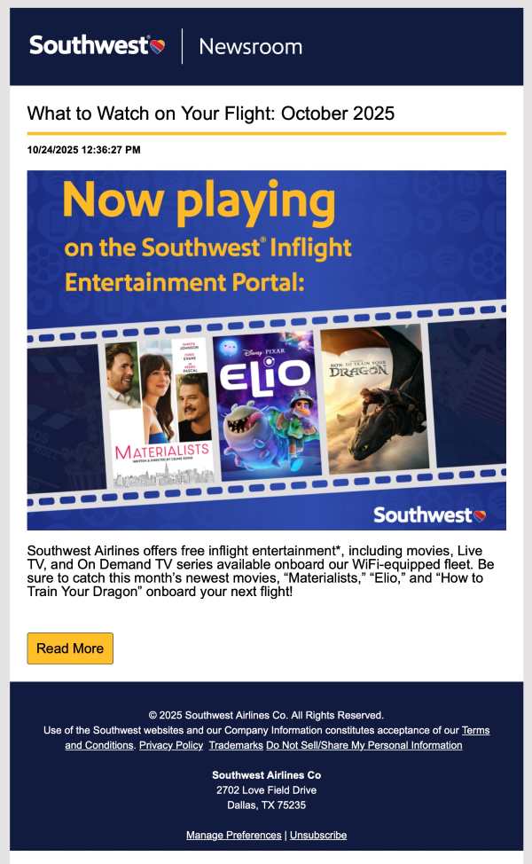 Sign up for Southwest Newsroom Email Updates! | SWA Newsroom